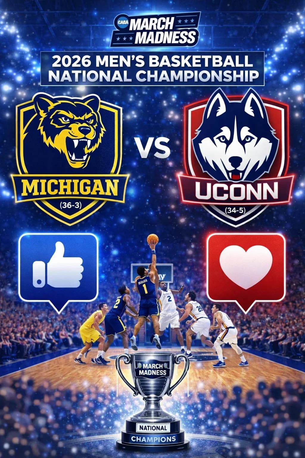 NEW TIP-OFF TIME: UConn vs. Michigan March Madness Championship Final ...